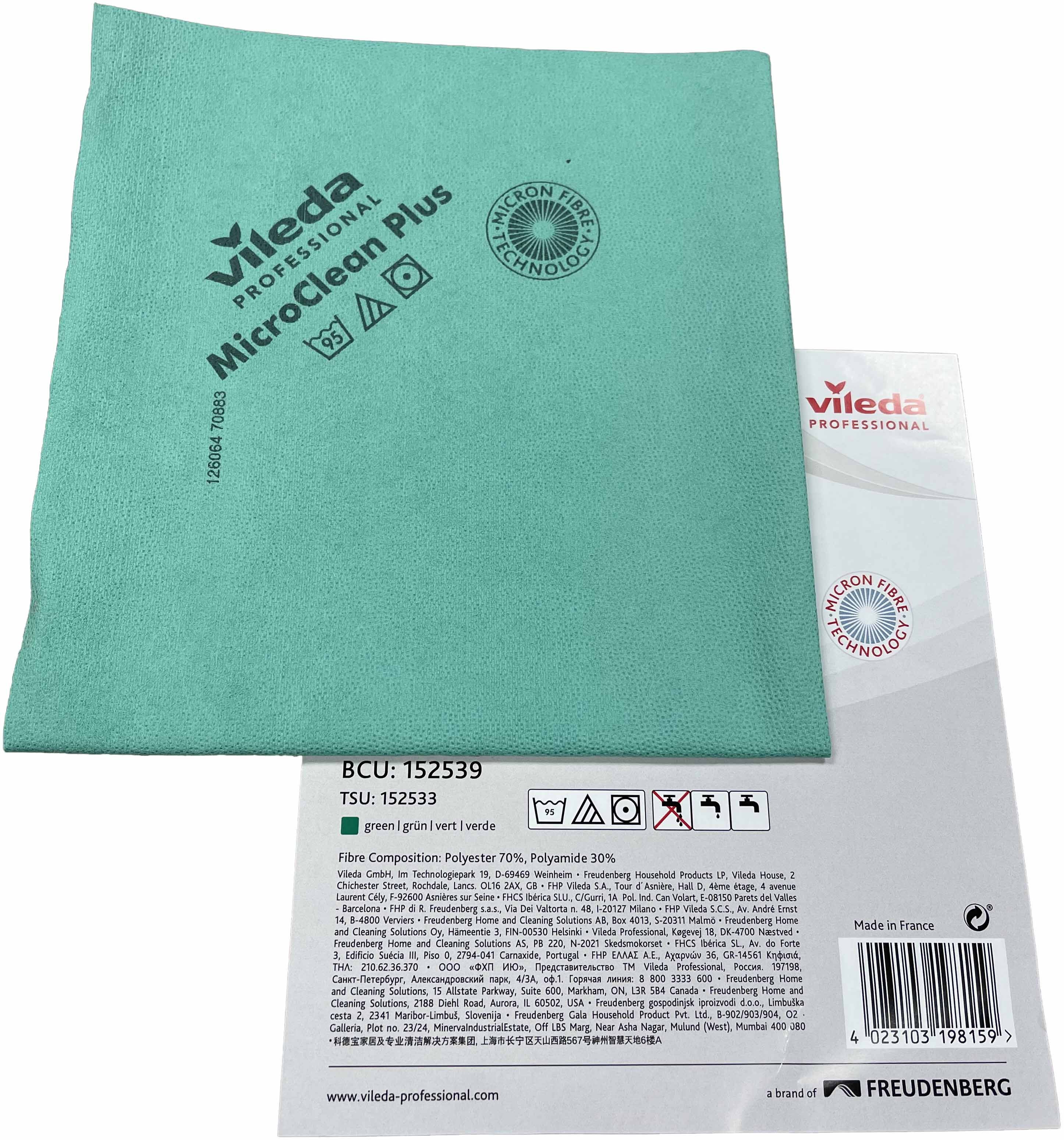 Microfibre non tissée MicroClean Plus Vileda verte 40 x 45